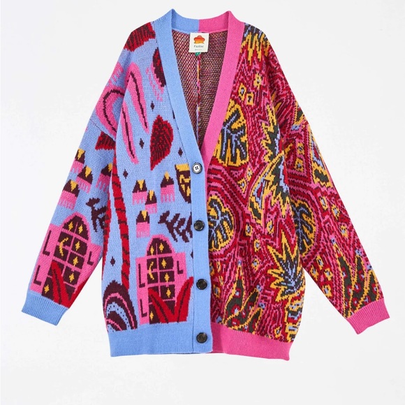 FARM Rio | Sweaters | Farm Rio Mixed Pink And Blue Prints Cardigan ...